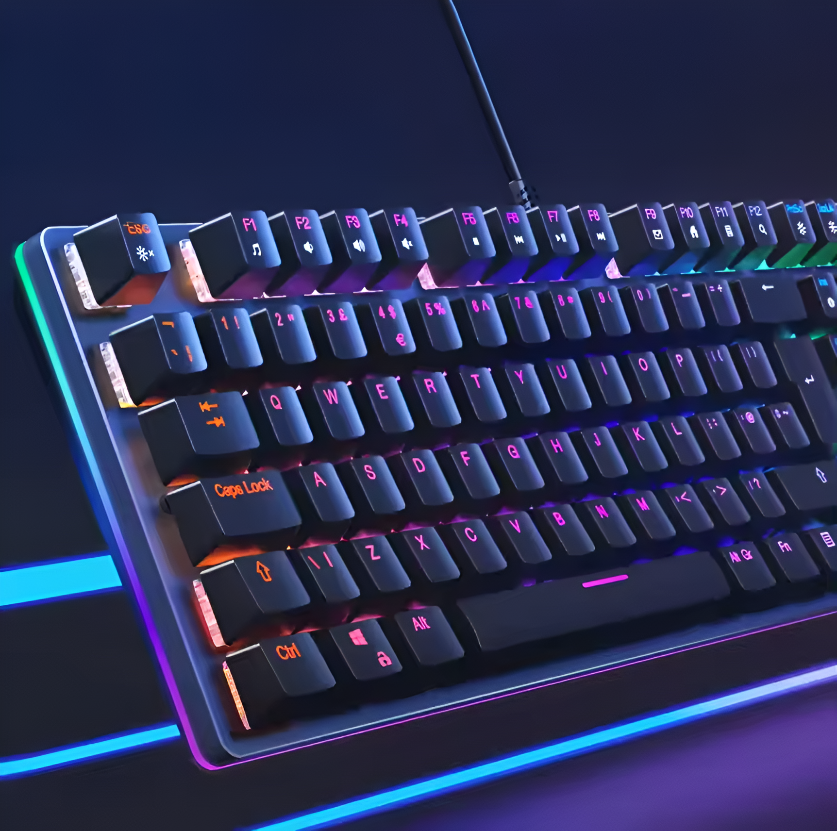 Teclado gaming | AUKEY KM-G12, Cable USB, Teclas iluminadas, Negro ...