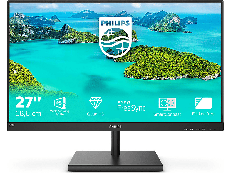 Monitor | PHILIPS 275E1S/00, 27 ", QHD, 4 ms, 75 Hz, Negro | MediaMarkt