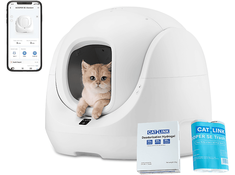 Arenero para Gatos | CATLINK Scooper SE BayMax Arenero para Gatos Automatico, para Gato, Blanco ...