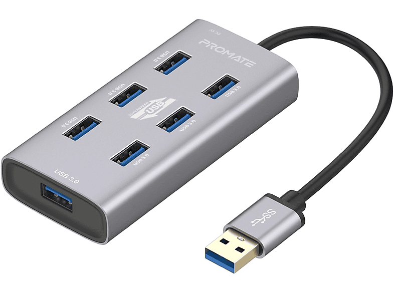 Hub | EZHUB-7 USB-C / USB-A a 7 Puertos USB-A PROMATE, Gris | MediaMarkt