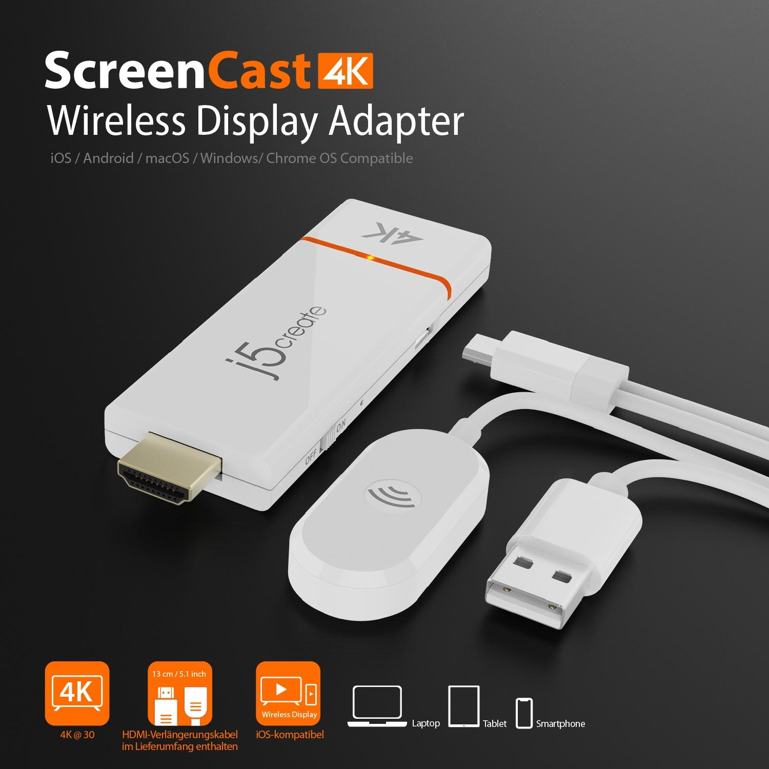 J5CREATE JVAW76-N ScreenCast 4K Drahtloses Display HDMI Extender | SATURN