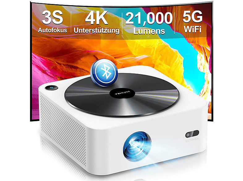 ULTIMEA Apollo-P40 Beamer mit Autofokus und 6D Trapezkorrektur, 4K ...