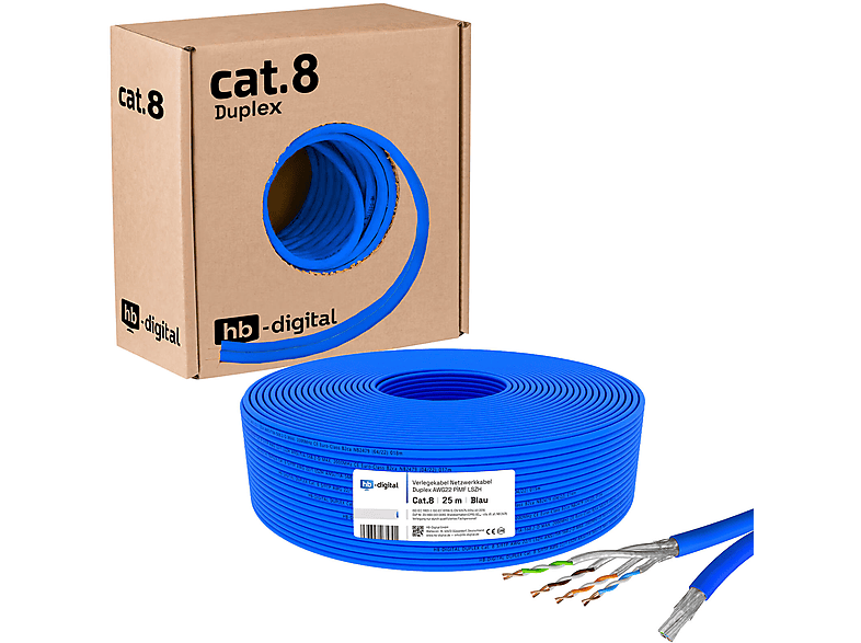 HB-DIGITAL CAT 8 Kabel Duplex S/FTP max.2000 MHz AWG22 LSZH ...