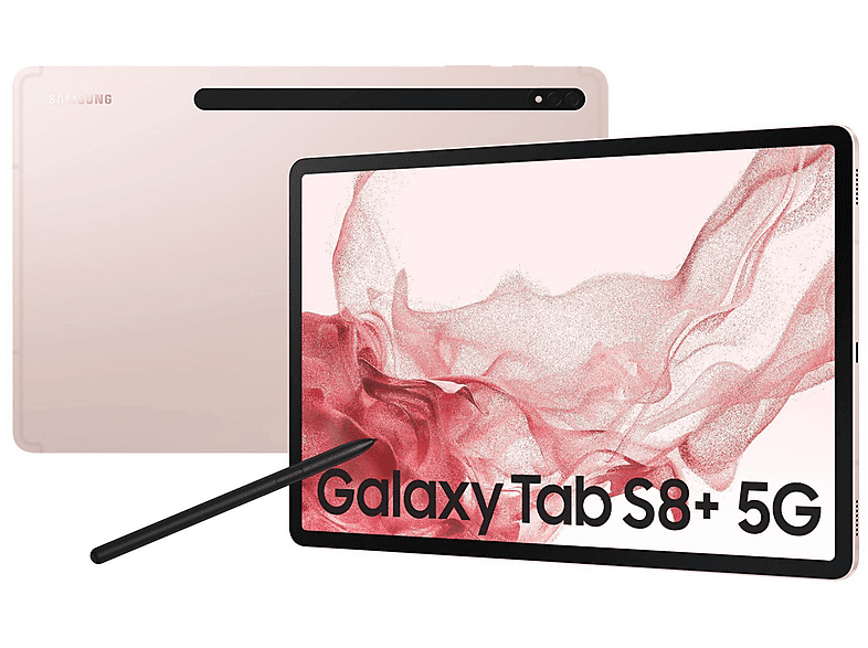 SAMSUNG Galaxy Tab S8+ 256 GB Wi-Fi +5G, Tablet, 256 GB, 12,4 Zoll, Rosa | MediaMarkt