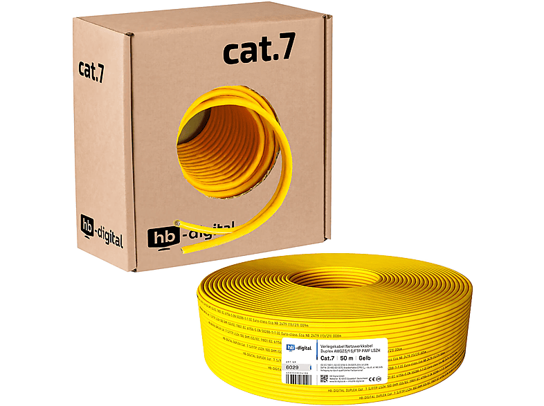 HB-DIGITAL CAT7 Ethernet S/FTP LSZH AWG23 CAT 7 Duplex, Netzwerkkabel, 50 m | MediaMarkt