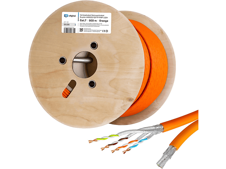 HB-DIGITAL CAT7 Ethernet S/FTP LSZH AWG23 CAT 7 Duplex, Netzwerkkabel ...