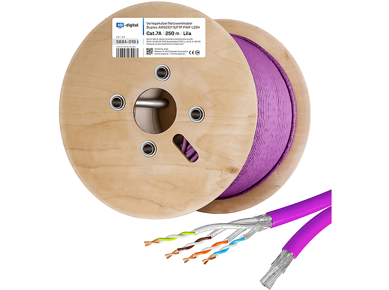 HB-DIGITAL Installationskabel CAT 7a Duplex S/FTP AWG23 LSZH ...