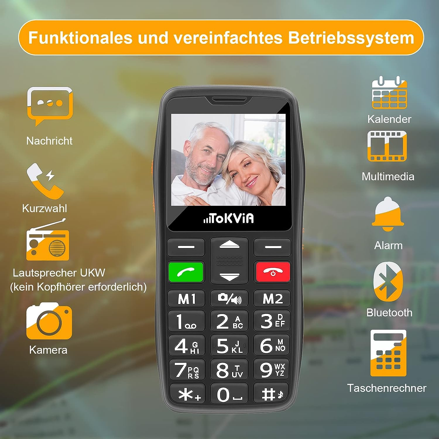 TOKVIA Seniorenhandy mit Notruftaste Mobiltelefon, Schwarz | SATURN