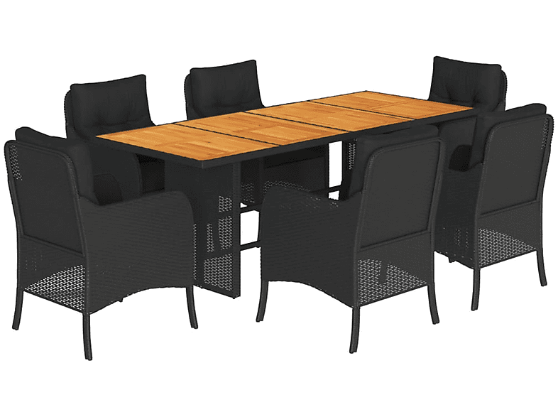 VIDAXL 3211896 Gartentisch- und Stuhlset, Schwarz und Braun | MediaMarkt