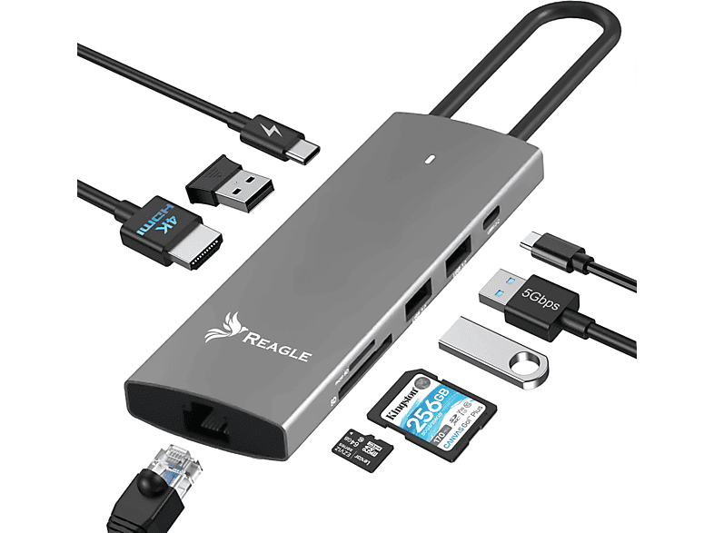 Hub | HDMI 4K 60Hz USB C PD 100W USB 3.2 LAN RJ45 LECTOR DE TARJETAS ...