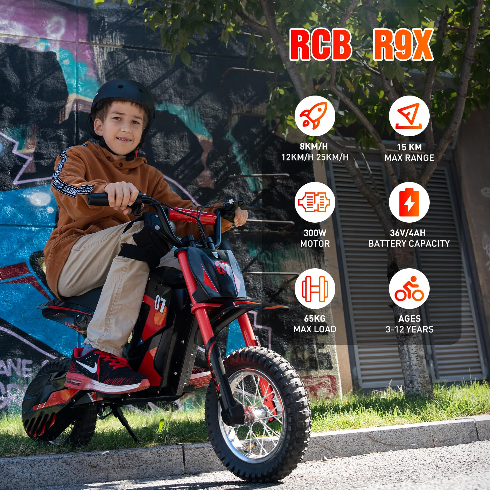 RCB Elektro Motorrad Kinder R9X, Elektromotorrad mit Leistungsstarker ...