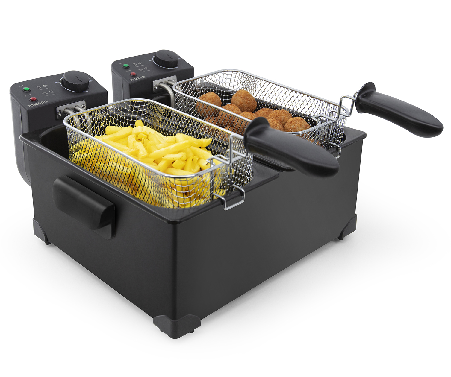 TOMADO TDF6001B Dubbele Friteuse Zwart | MediaMarkt