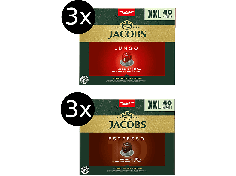 JACOBS Lungo 6 + Espresso 10 Nespresso®* kompatibel 240 Kaffeekapseln ...