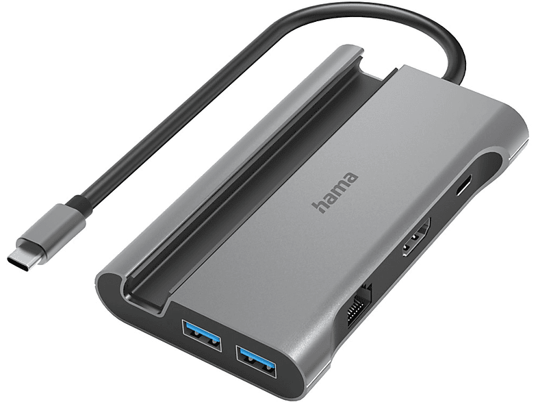 HAMA 200143 USB-C-MULTIPORT, 7 PORTS, USB-Hub, Grau | MediaMarkt