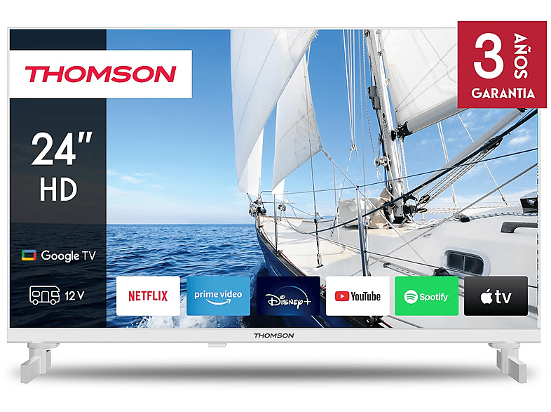 TV LED 24" | THOMSON Google TV 24" HD 12V 24HG2S14CW, Incluye Adaptador ...