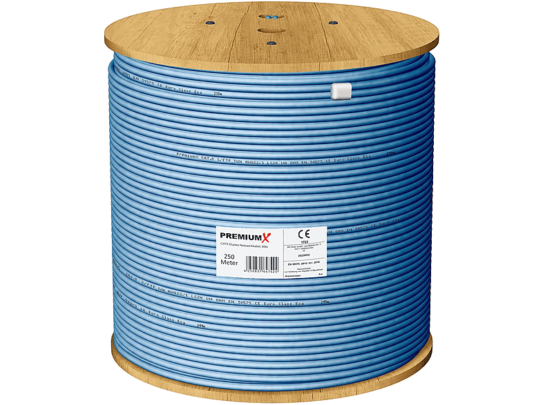 PREMIUMX 250m CAT 8 Netzwerkkabel Duplex LAN Kabel Ethernet Datenkabel ...