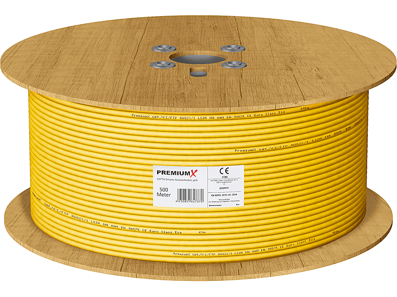 PREMIUMX 500m CAT 7A Netzwerkkabel Simplex LAN Kabel Ethernet ...