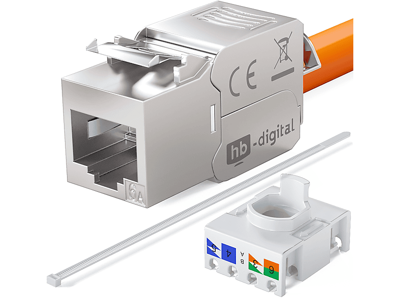HB-DIGITAL CAT 6a RJ45 LSA-Öffnung werkzeuglos Zinklegierung Keystone ...