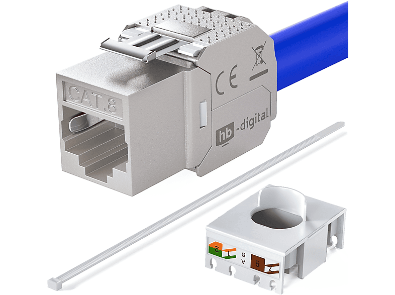 HB-DIGITAL RJ45 CAT 8.1 frontale LSA Öffnung STP werkzeuglos Keystone ...