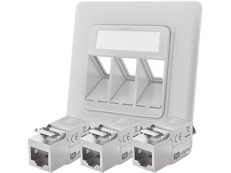 HB-DIGITAL 3 Port RJ45 Unterputz mit Keystone CAT 6a Netzwerkdose ...