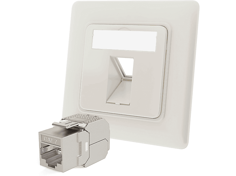 HB-DIGITAL 1 Port CAT 7 Keystone RJ45 Unterputz RAL9010 Netzwerkdose ...