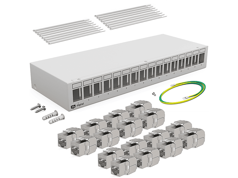 HB-DIGITAL 16 Port mit Keystone Module Cat 7 Netzwerk Patchpanel ...