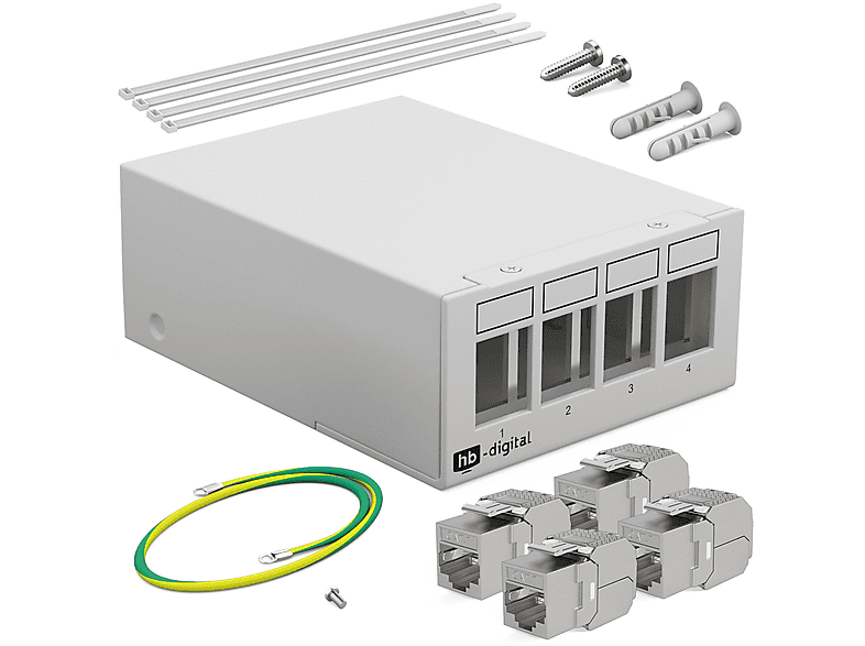 HB-DIGITAL 4 Port mit Keystone Module Cat 7 Netzwerk Patchpanel | SATURN