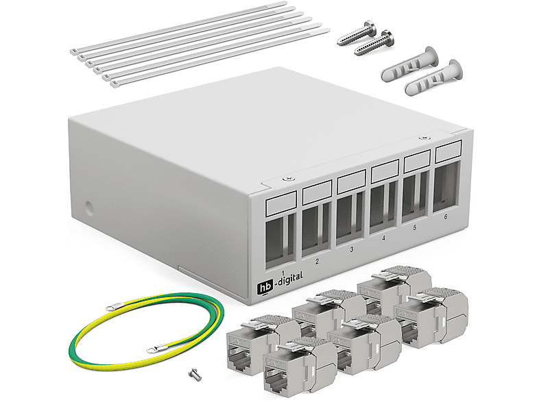 HB-DIGITAL 6 Port mit Keystone Module Cat 7 Netzwerk Patchpanel ...