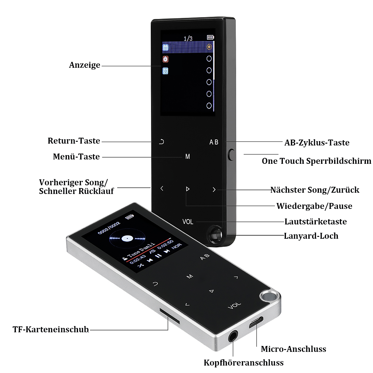 DIIDA E06 MP3-Player (8 GB, Silber) | SATURN