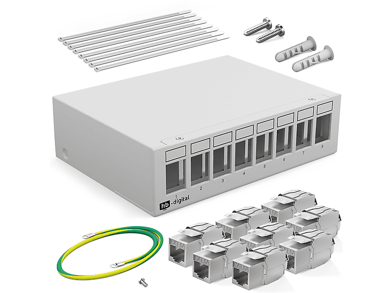 HB-DIGITAL 8 Port mit Keystone Module Cat 6a GHMT Netzwerk Patchpanel ...