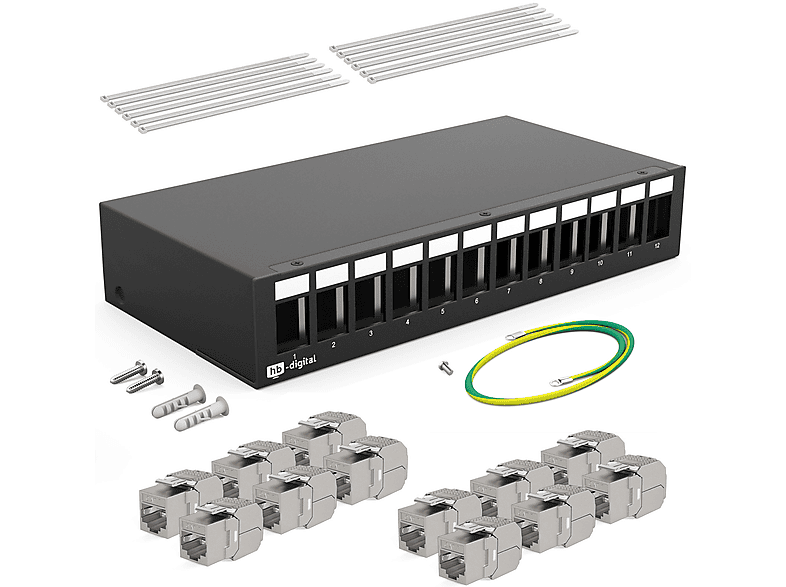HB-DIGITAL 12 Port mit Keystone Module Cat 7 Netzwerk Keystone Modul ...