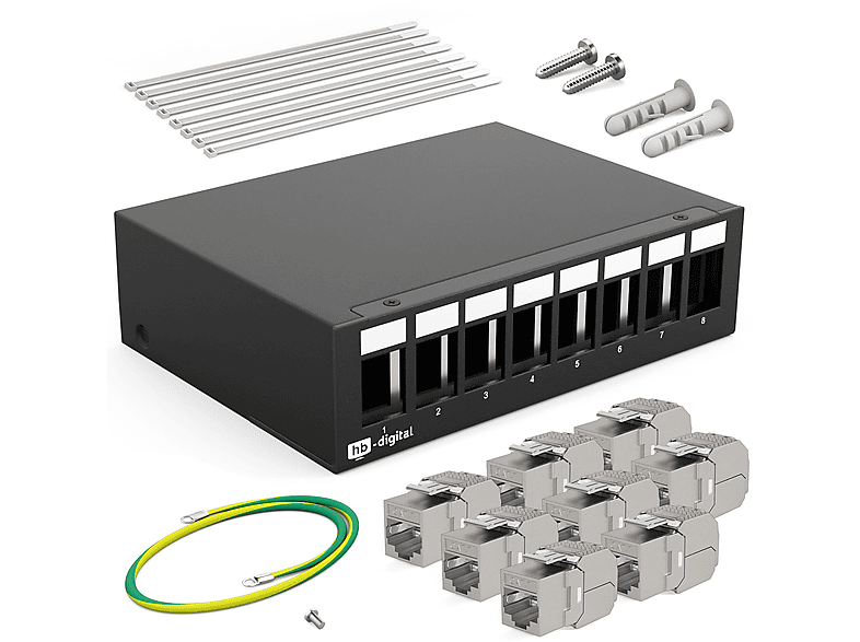 HB-DIGITAL 8 Port mit Keystone Module Cat 7 Netzwerk Keystone Modul ...
