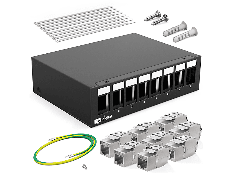 HB-DIGITAL 8 Port mit Keystone Module Cat 6a GHMT Netzwerk Netzwerk ...
