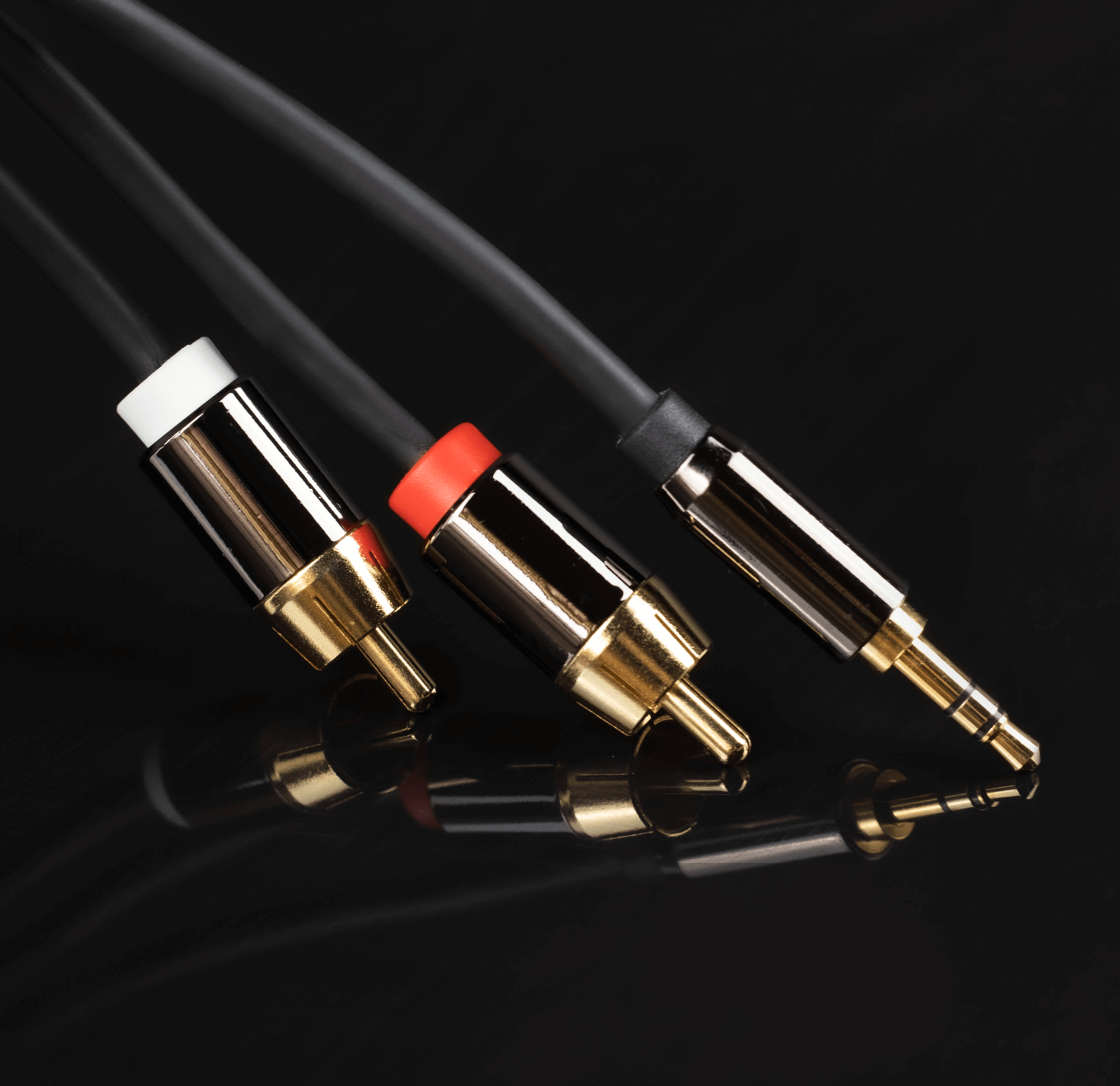 Cable de audio | MINI JACK - 2x RCA STEREO GOLD HQ 1M REAGLE, Negro ...