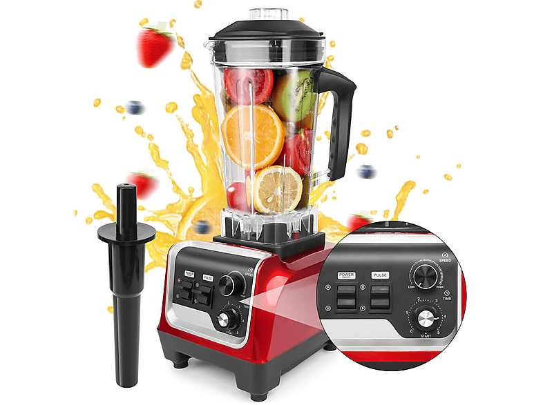 7MAGIC Profi Smoothie Mixer Standmixer Rot (1600 Watt, 2 l) | SATURN
