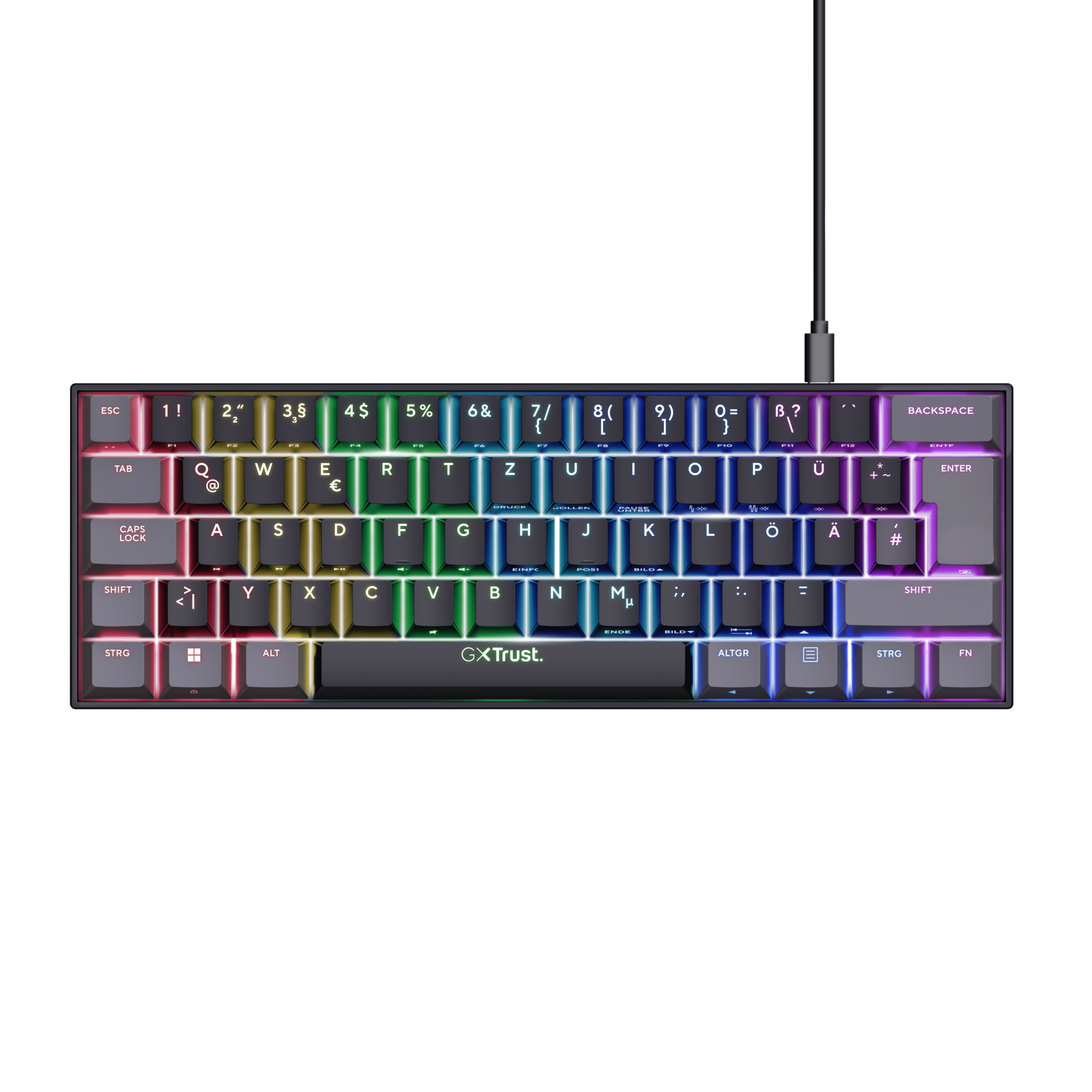 TRUST GXT 867 Acira 60% Mini Keyboard | Deutsches QWERTZ Layout PC ...