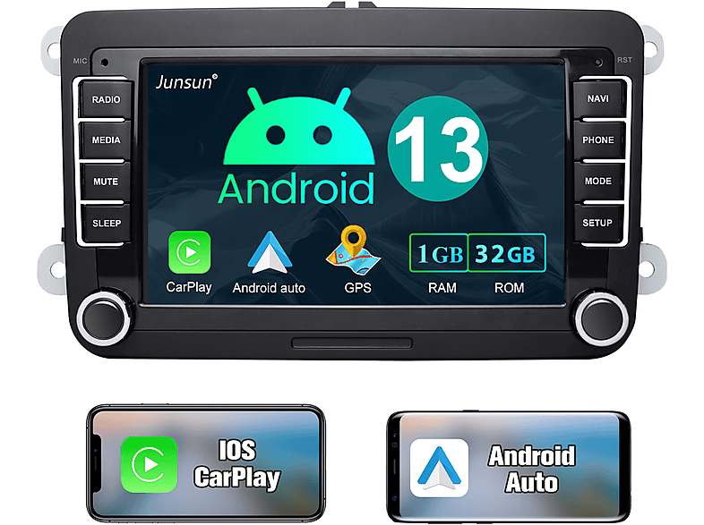 JUNSUN VW Golf 5 Golf 6 CARPLAY 32GB Autoradio 2 DIN (Doppel-DIN ...