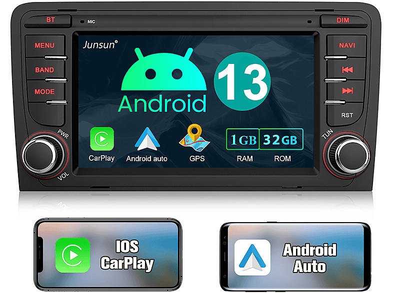 JUNSUN Audi A3 2003-2012 Carplay 32G Autoradio 2 DIN (Doppel-DIN) | SATURN