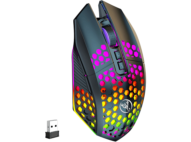 S&T-DESIGN Gaming Maus Kabellos Wireless RGB B1 Gaming Maus, Schwarz ...