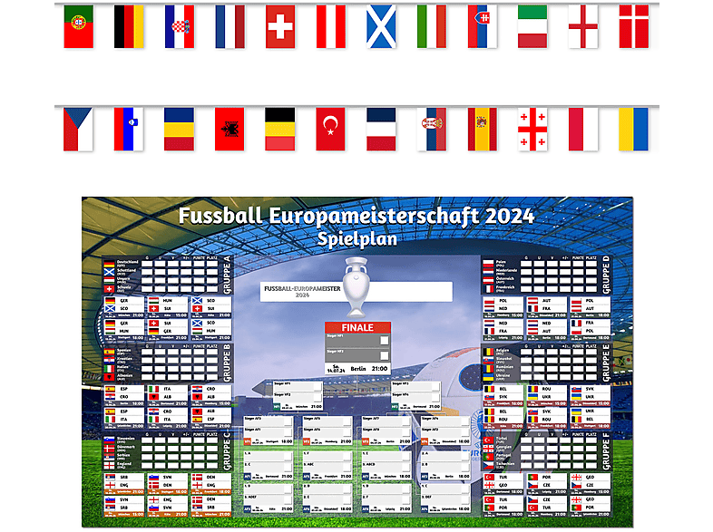 Fußball EM 2024 Set Spielplan & Flaggen Girlande | SATURN