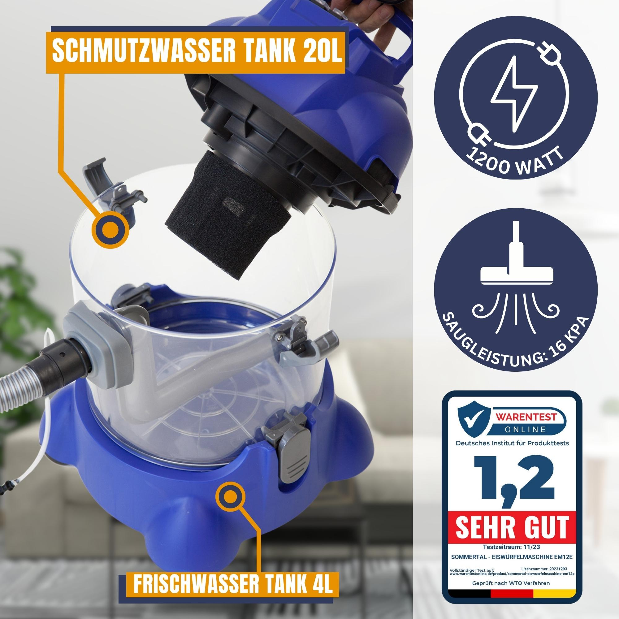 ALBATROS HYDRO 7500 inkl. 1l Shampoo Nass- und Trockensauger, Blau ...