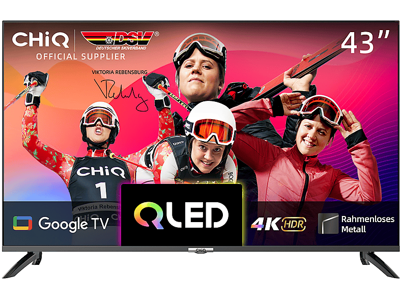CHIQ CHiQ U43QM8G 43-Zoll Smart-TV-Gerät, QLED UHD mit HDR, rahmenloses ...