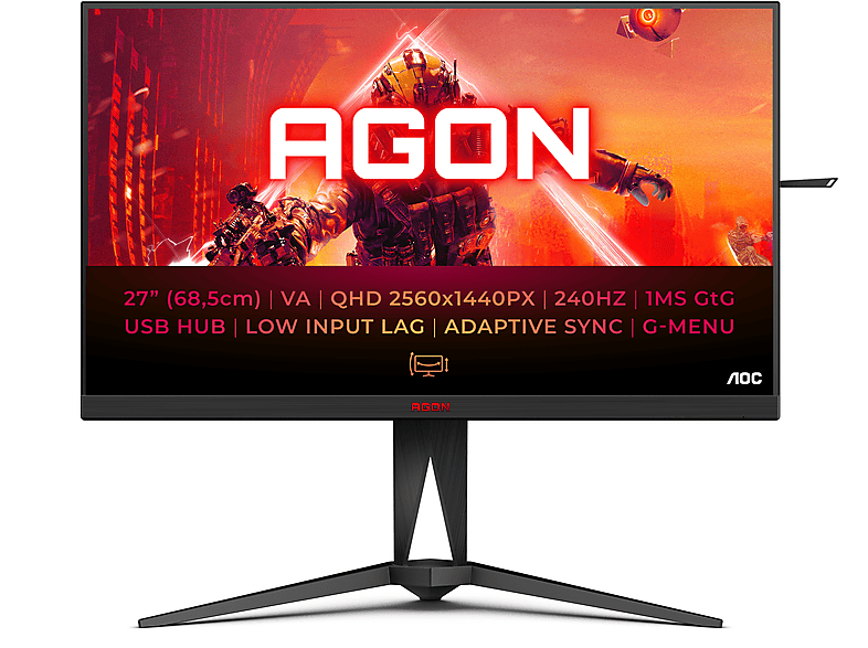 AOC AG275QZN/EU 27 Zoll QHD Gaming Monitor (0,5 ms Reaktionszeit , 240 ...