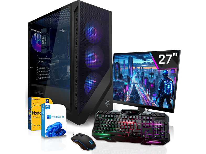 SYSTEMTREFF Basic Gaming Komplett Intel Core i7-12700K, Windows 11 Pro, Komplett PC mit Intel ...