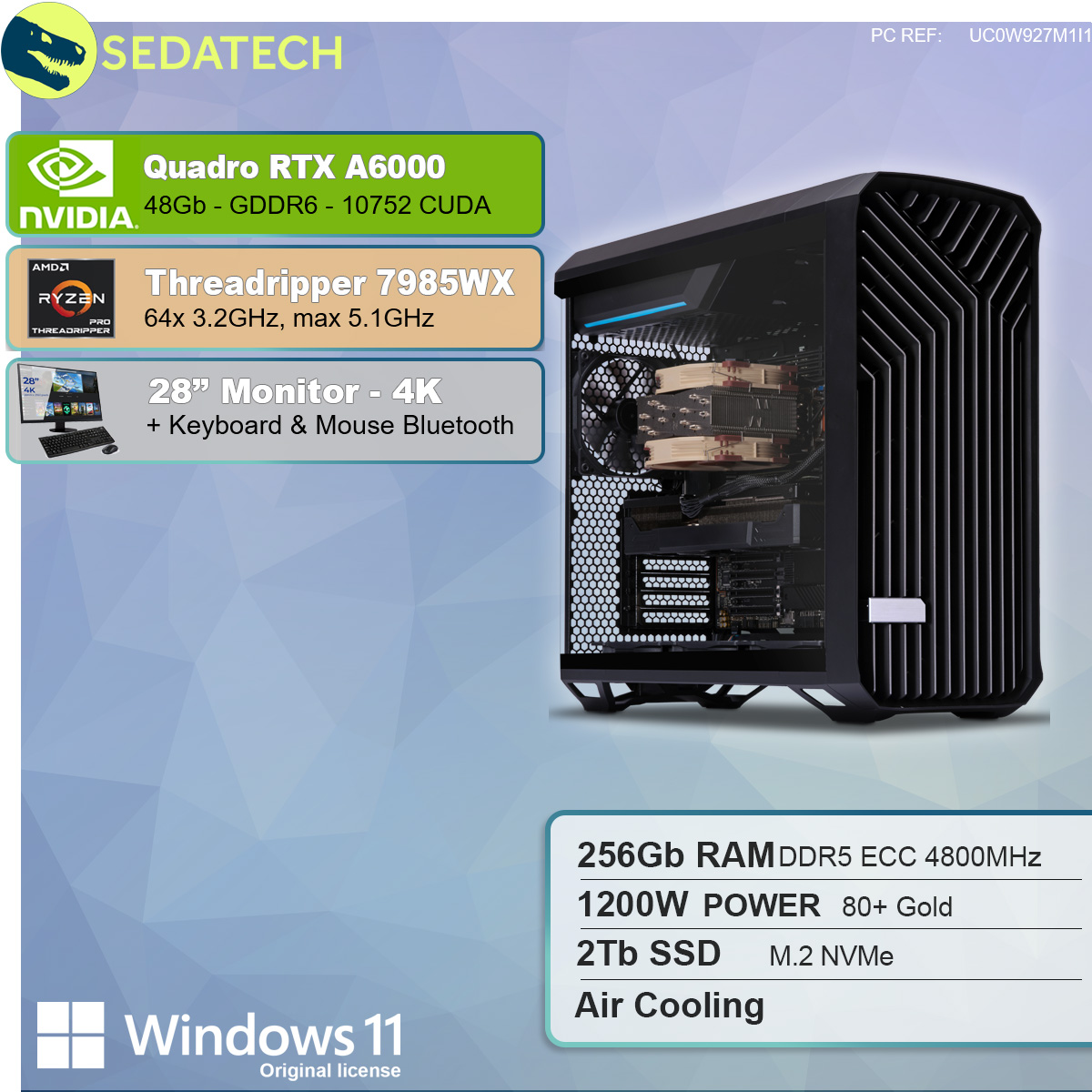 SEDATECH AMD Ryzen Threadripper Pro 7985WX, Pack PC Professionnel mit ...