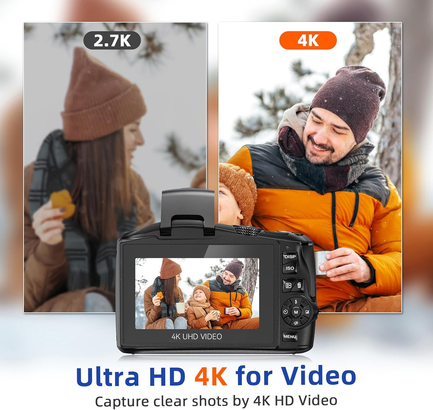 LINGDA 4K Ultra HD 60FPS 32g Speicherkarte Digitalkamera Schwarz, 3Zoll ...
