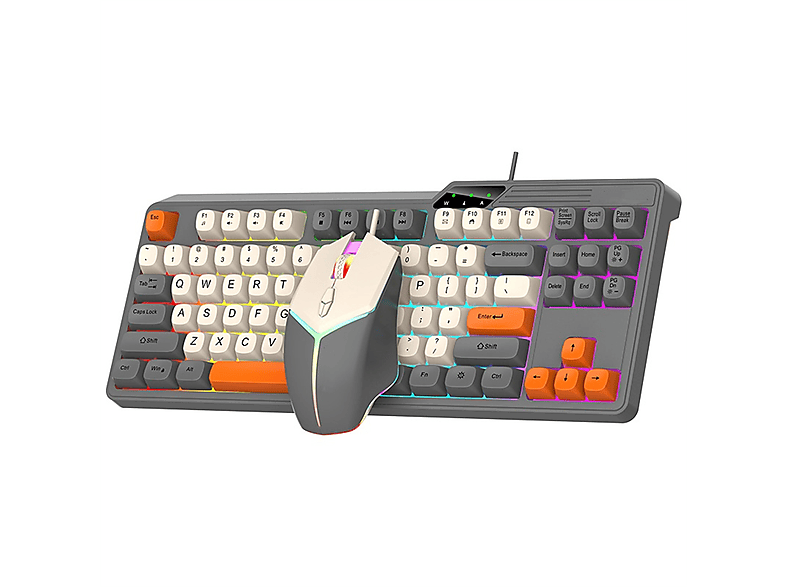 YEMASTER Mechanische Gaming-Tastatur und Maus Set, RGB-Hintergrundbeleuchtung, 87 Tasten,USB ...