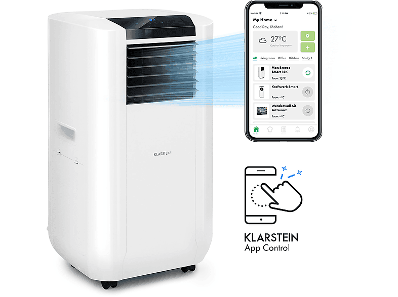 KLARSTEIN Max Breeze Smart mobile Klimaanlage Weiß (Max. Raumgröße: 95 ...
