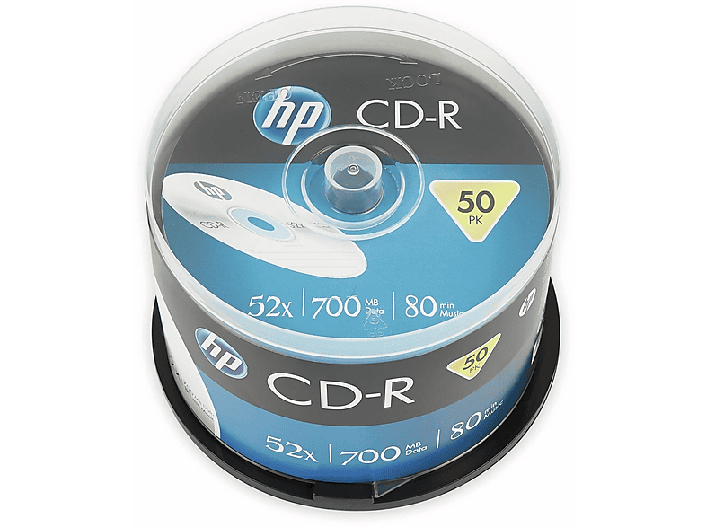 HP CD-R 80Min, 700MB, 52x, Cakebox, 50 CDs, Silver Surface CD-R ...