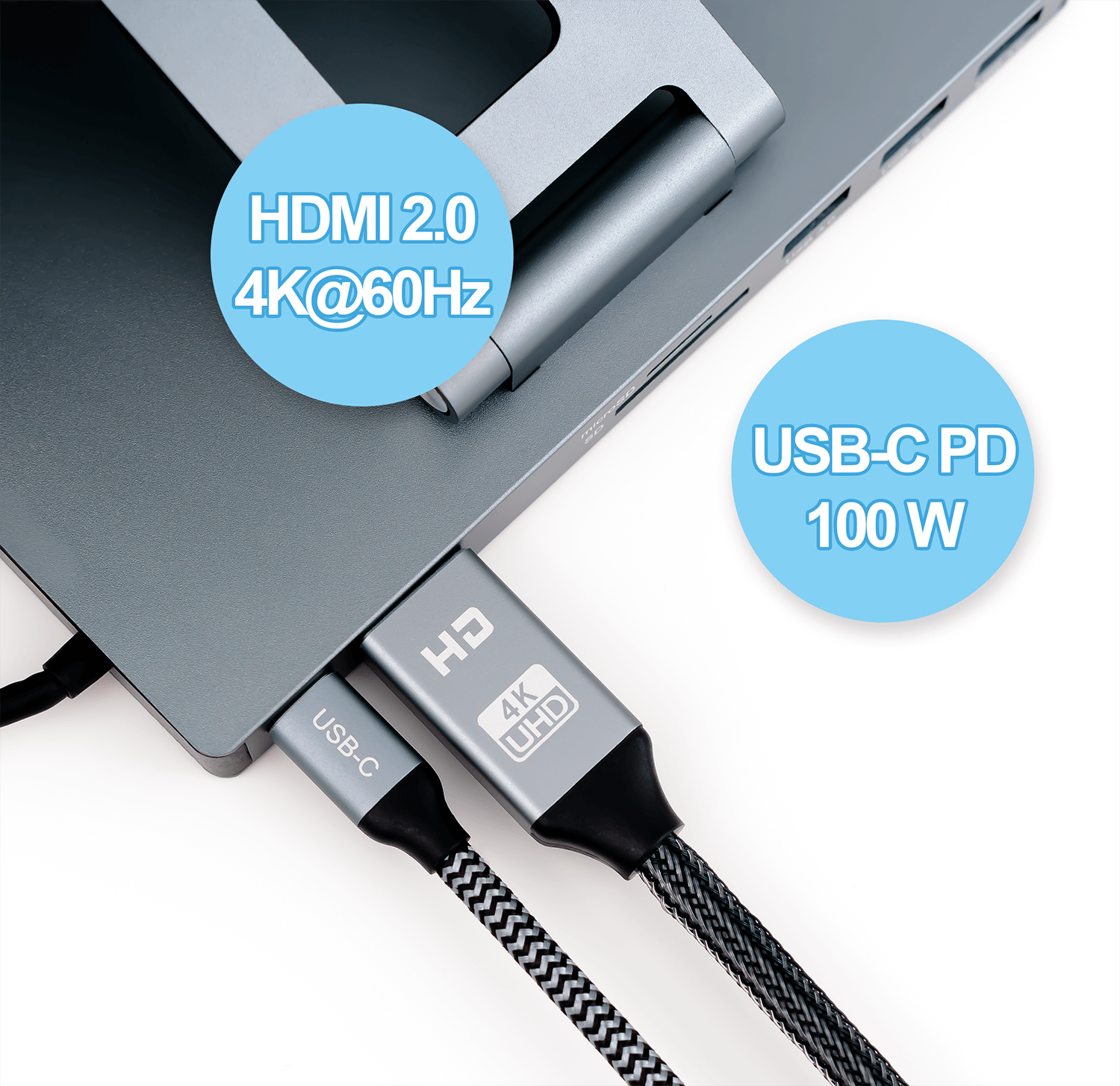 REAGLE 2-in-1 Tablet Ständer mit Hub HDMI PD 100W USB-C Dockingstation ...